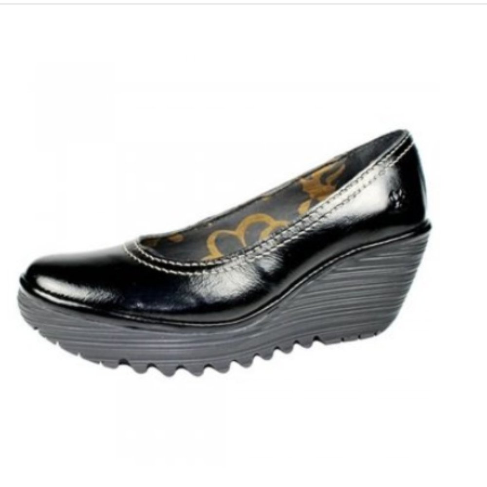 Fly London Yoni Black Patent Leather Womens Shoes Siz… - Gem